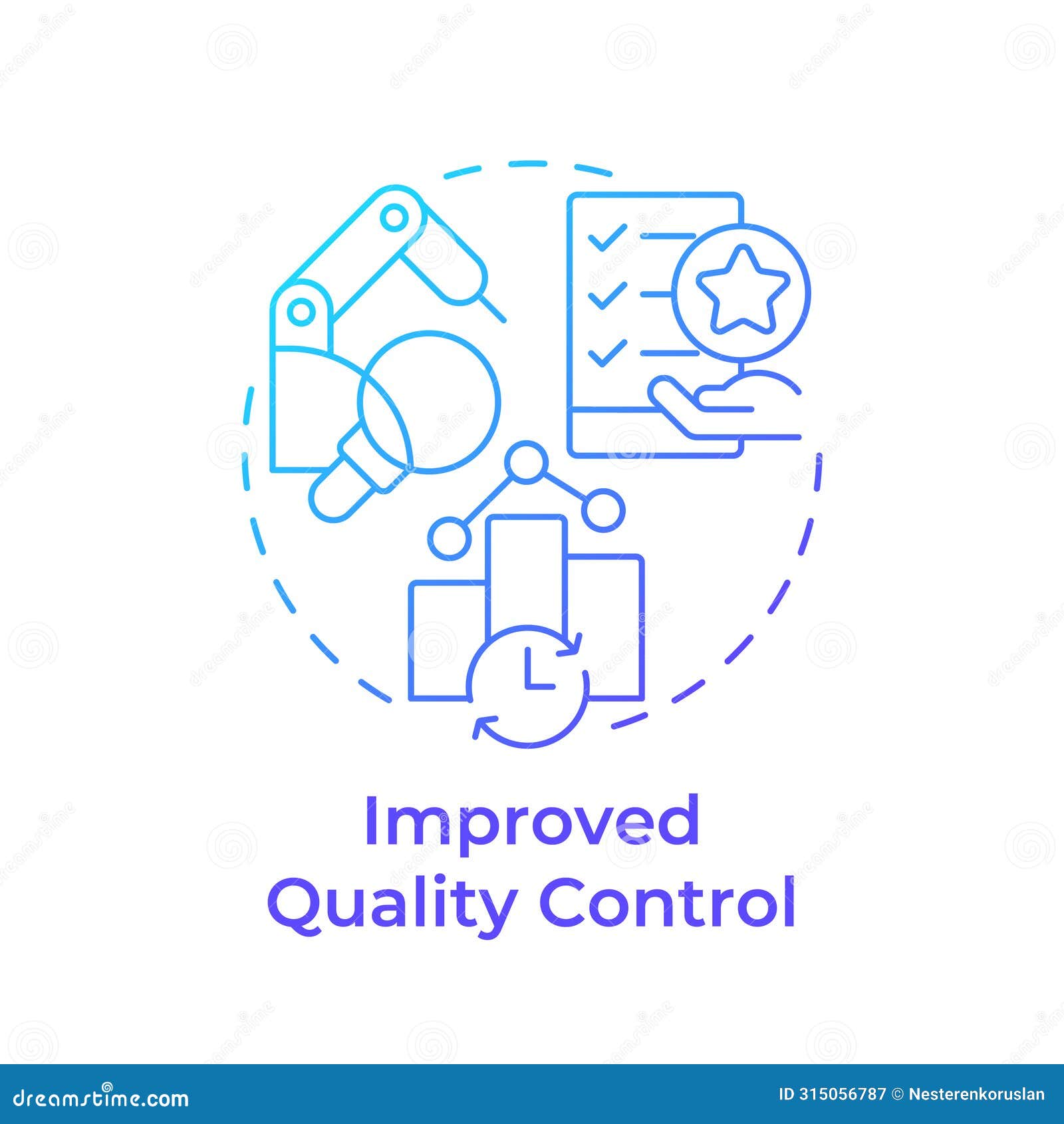 Improved Quality Control Blue Gradient Concept Icon Stock Vector ...