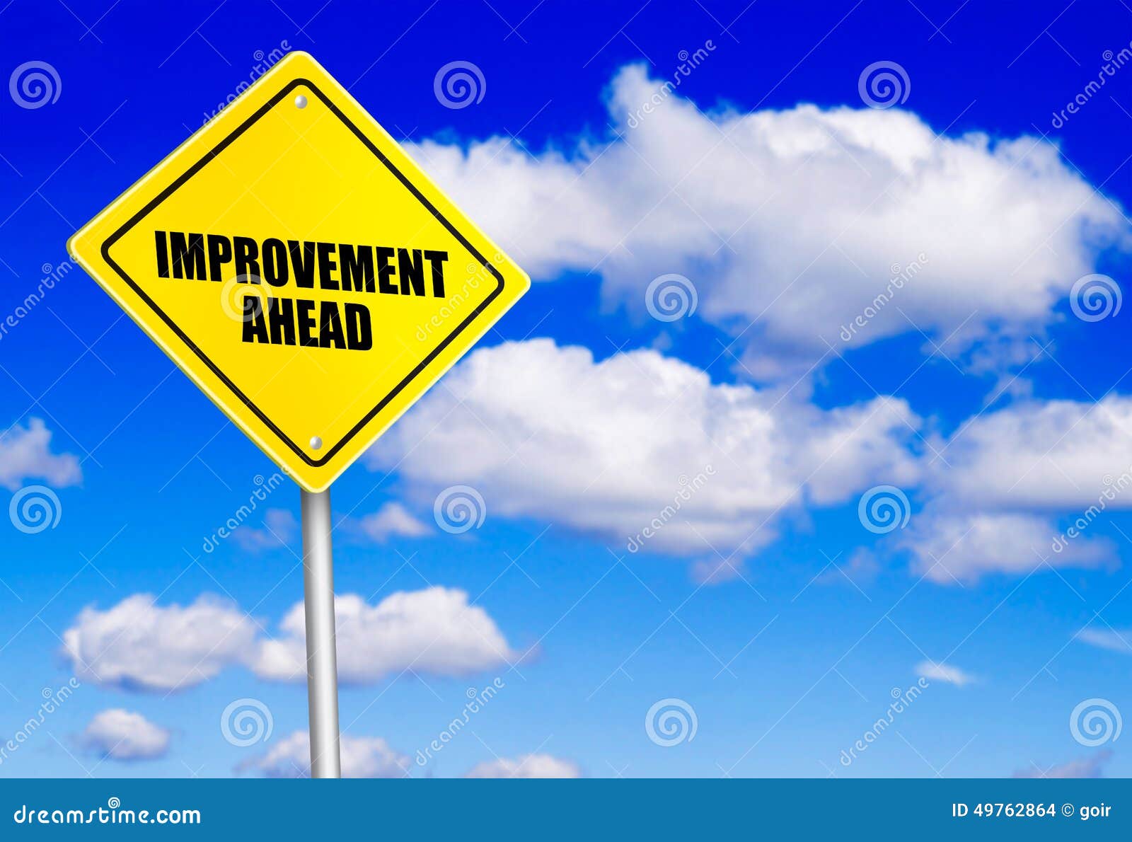 Improvement Ahead Message on Road Sign Stock Photo - Image of yellow ...