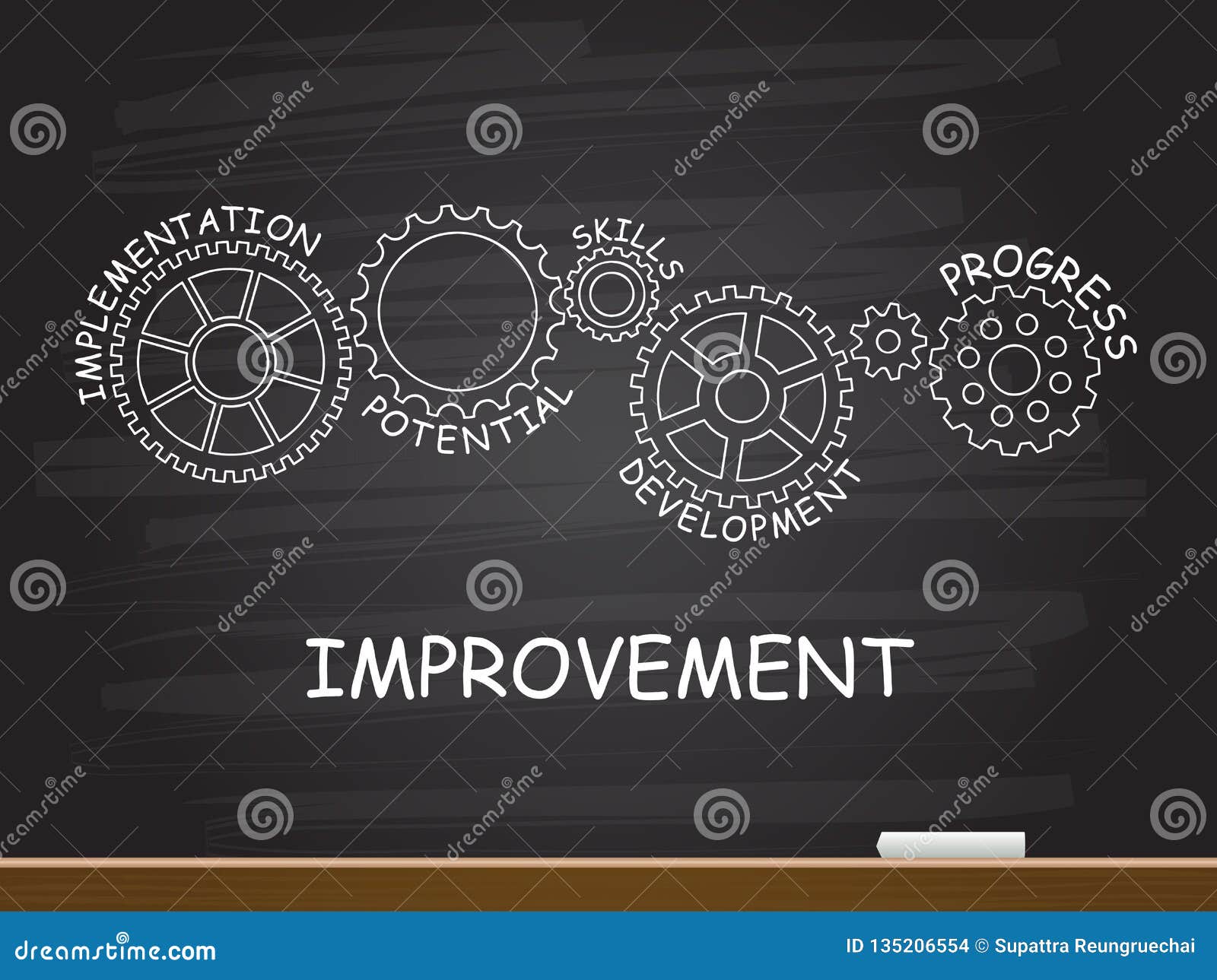 Improvement with Gear Concept on Chalkboard. Vector Illustration. Stock ...