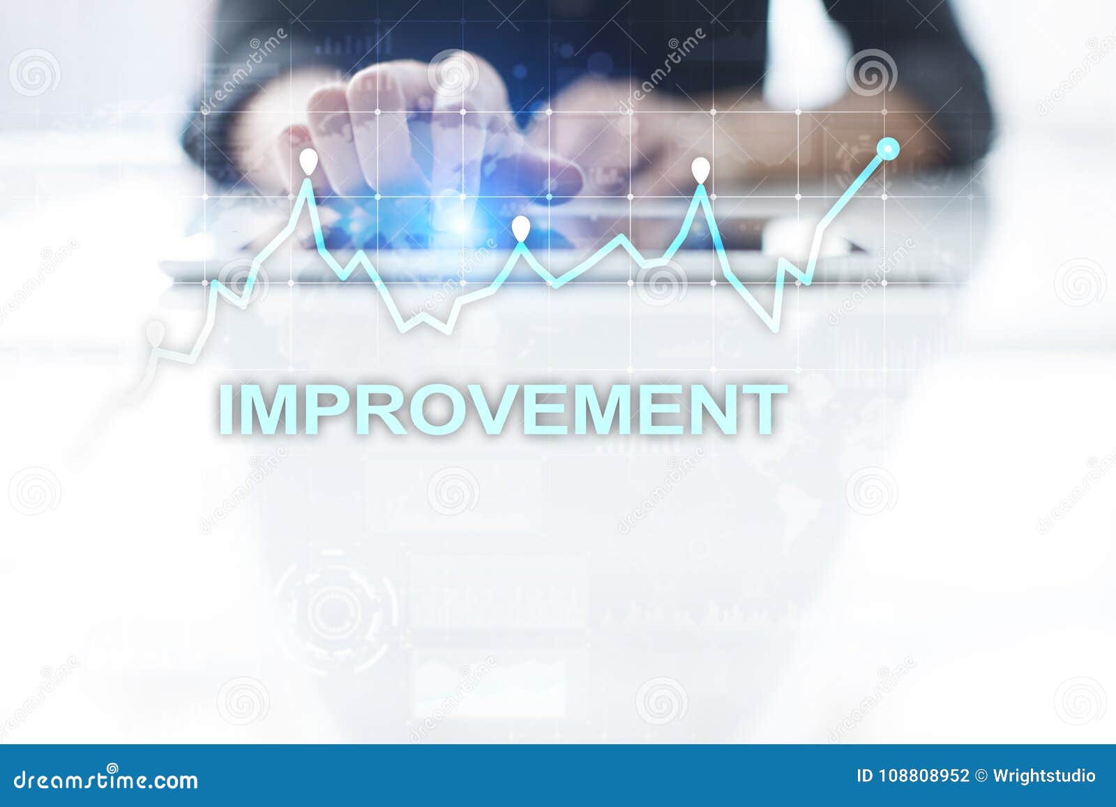 Improvement Graph on Virtual Screen. Business and Technology Concept ...