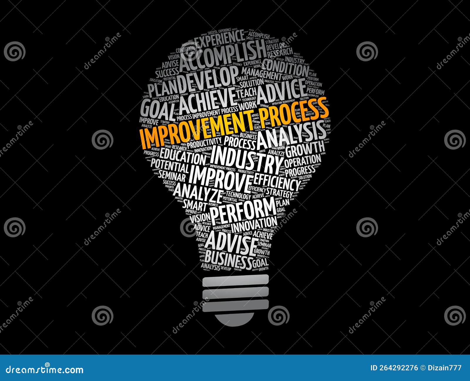 Improvement Process Light Bulb Word Cloud, Business Concept Background ...