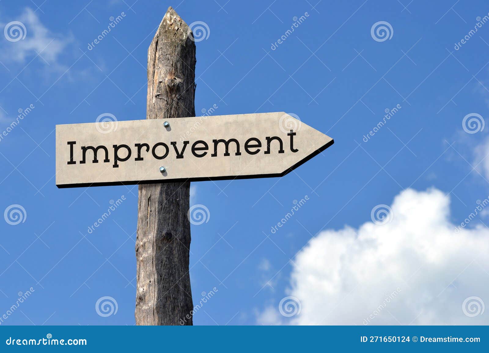 Improvement - Wooden Signpost with One Arrow Stock Photo - Image of ...