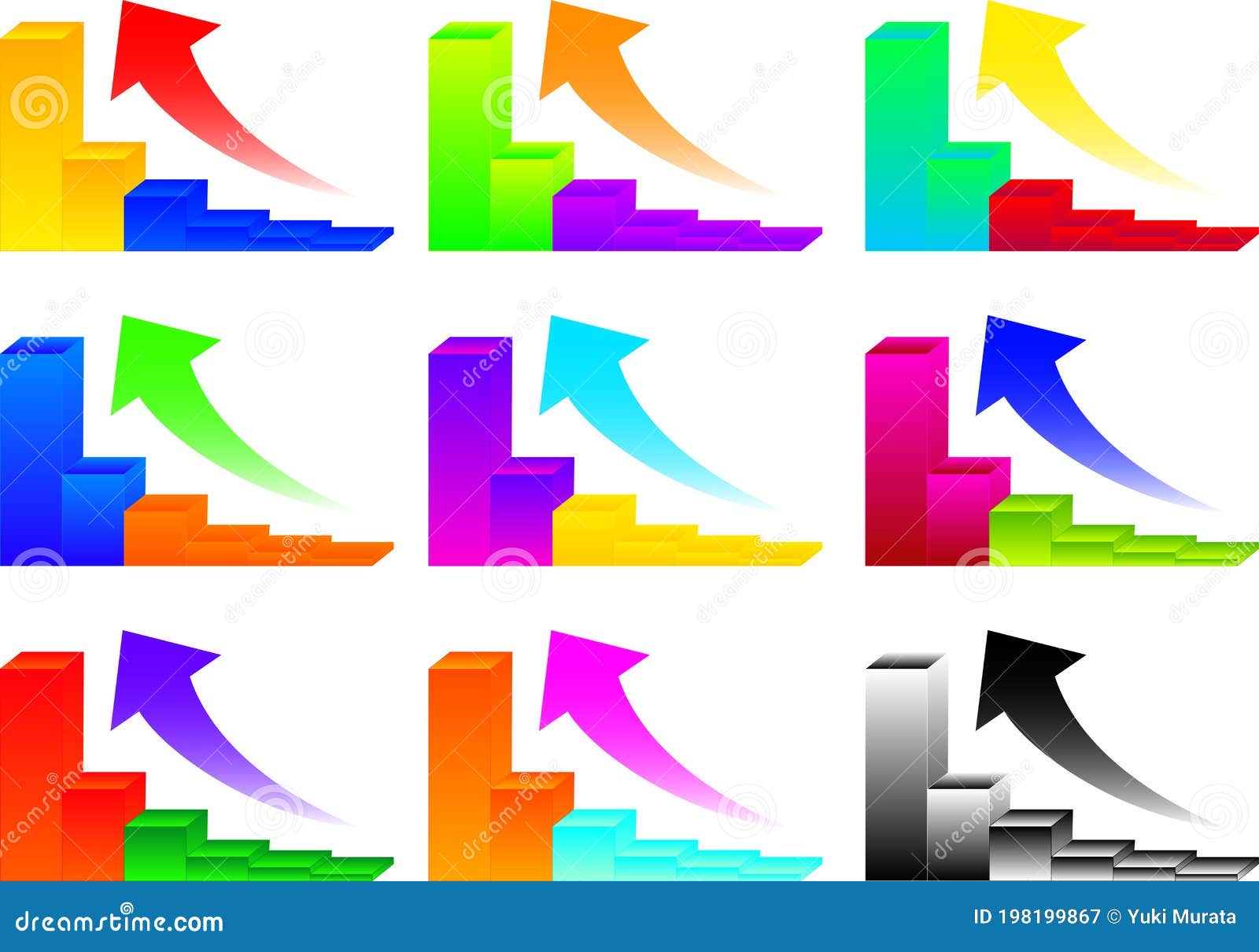 Improving Graphs and Arrow Set Stock Vector - Illustration of business ...