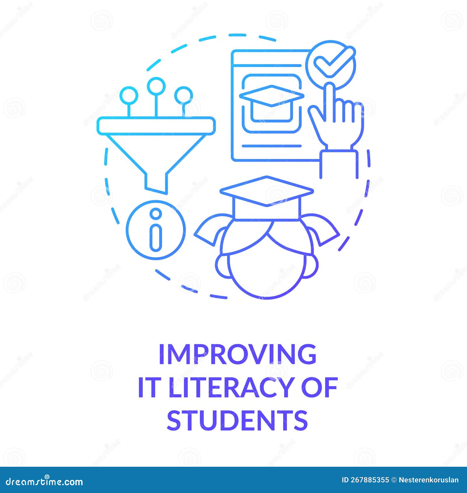 Improving it Literacy of Students Blue Gradient Concept Icon Stock ...