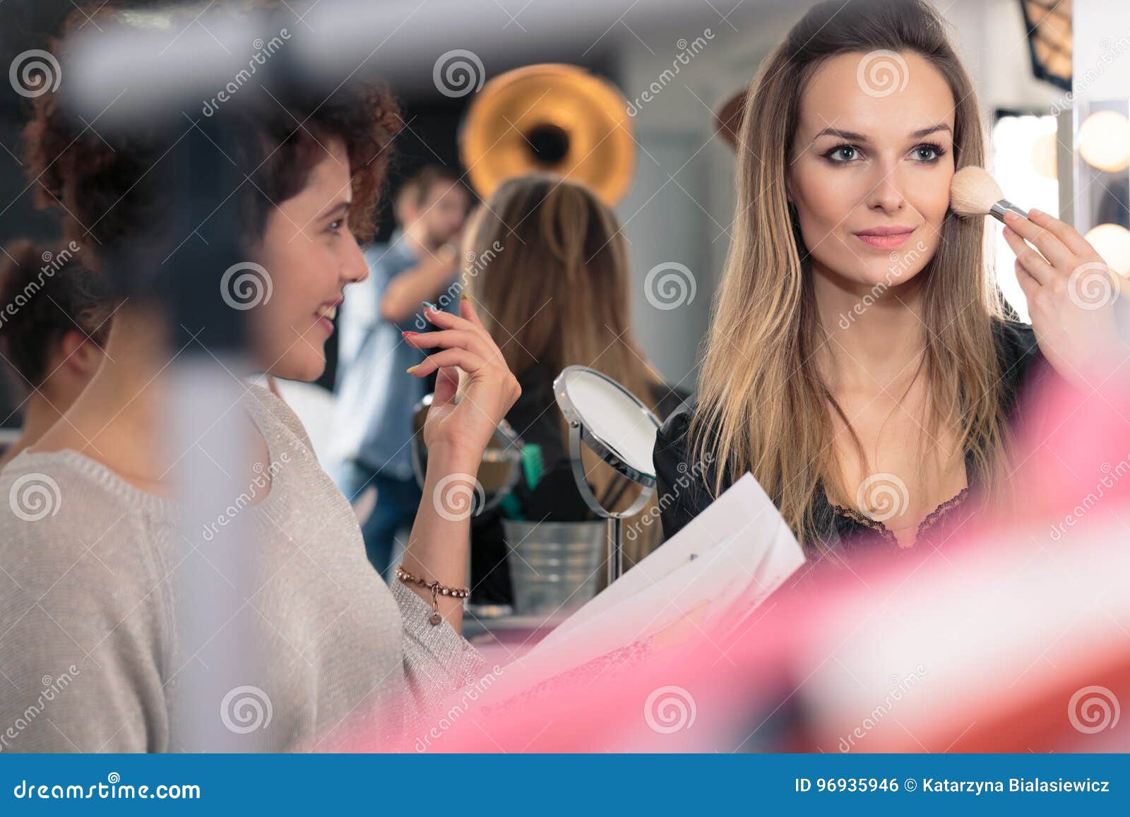 Improving the make up stock photo. Image of model, people - 96935946