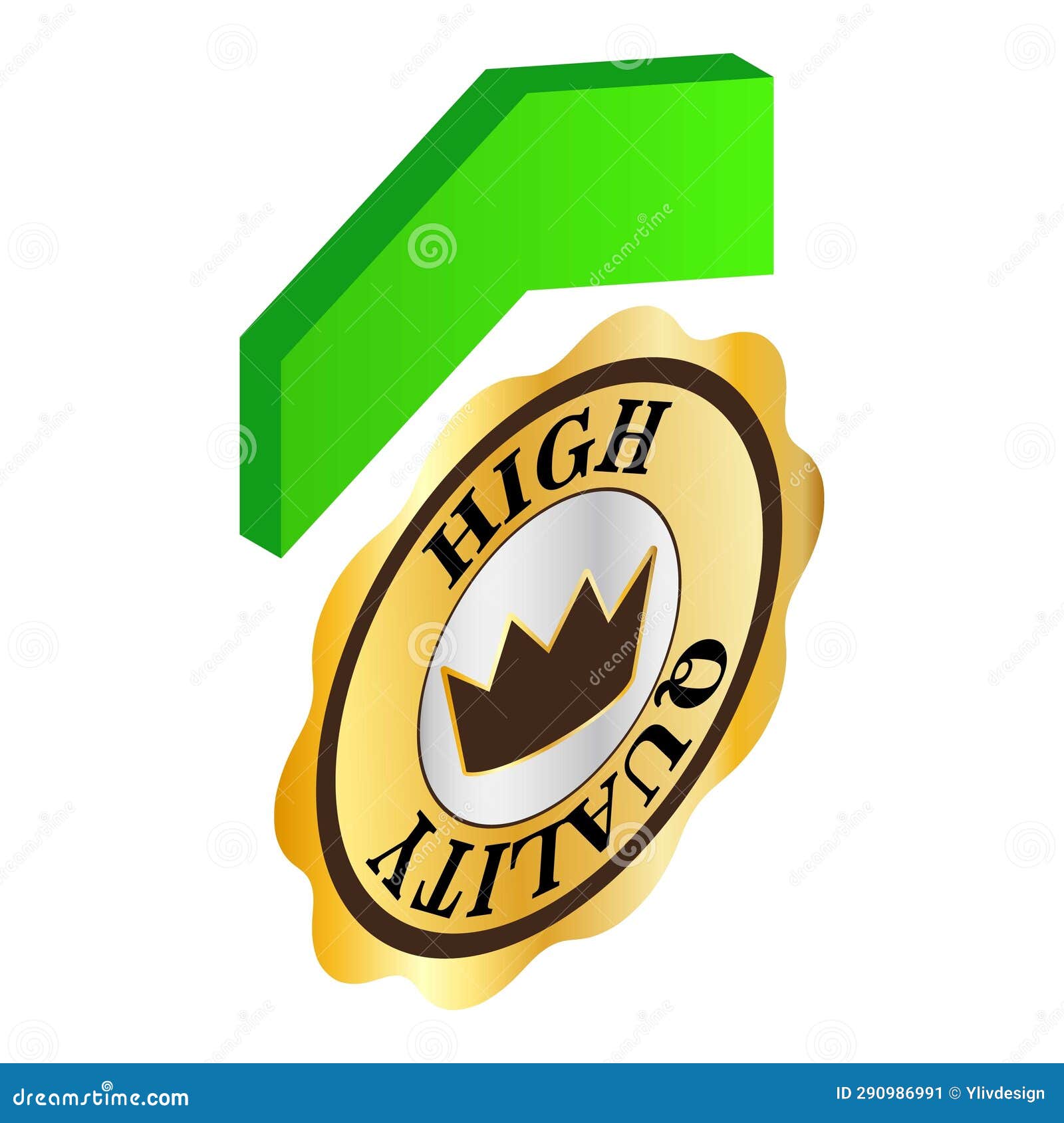 Improving Quality Icon Isometric Vector. High Quality Sign and Green ...