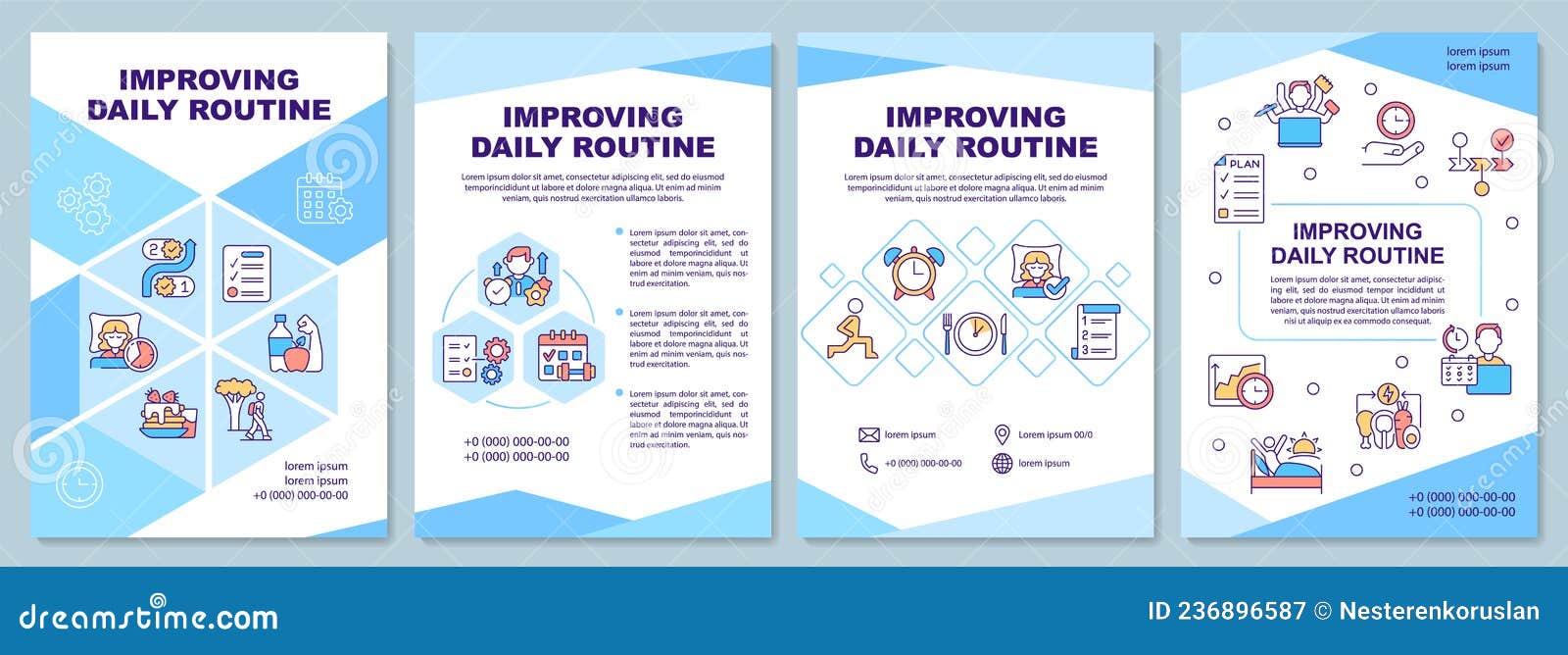 Improving daily Routine Blue Brochure Template Stock Vector ...