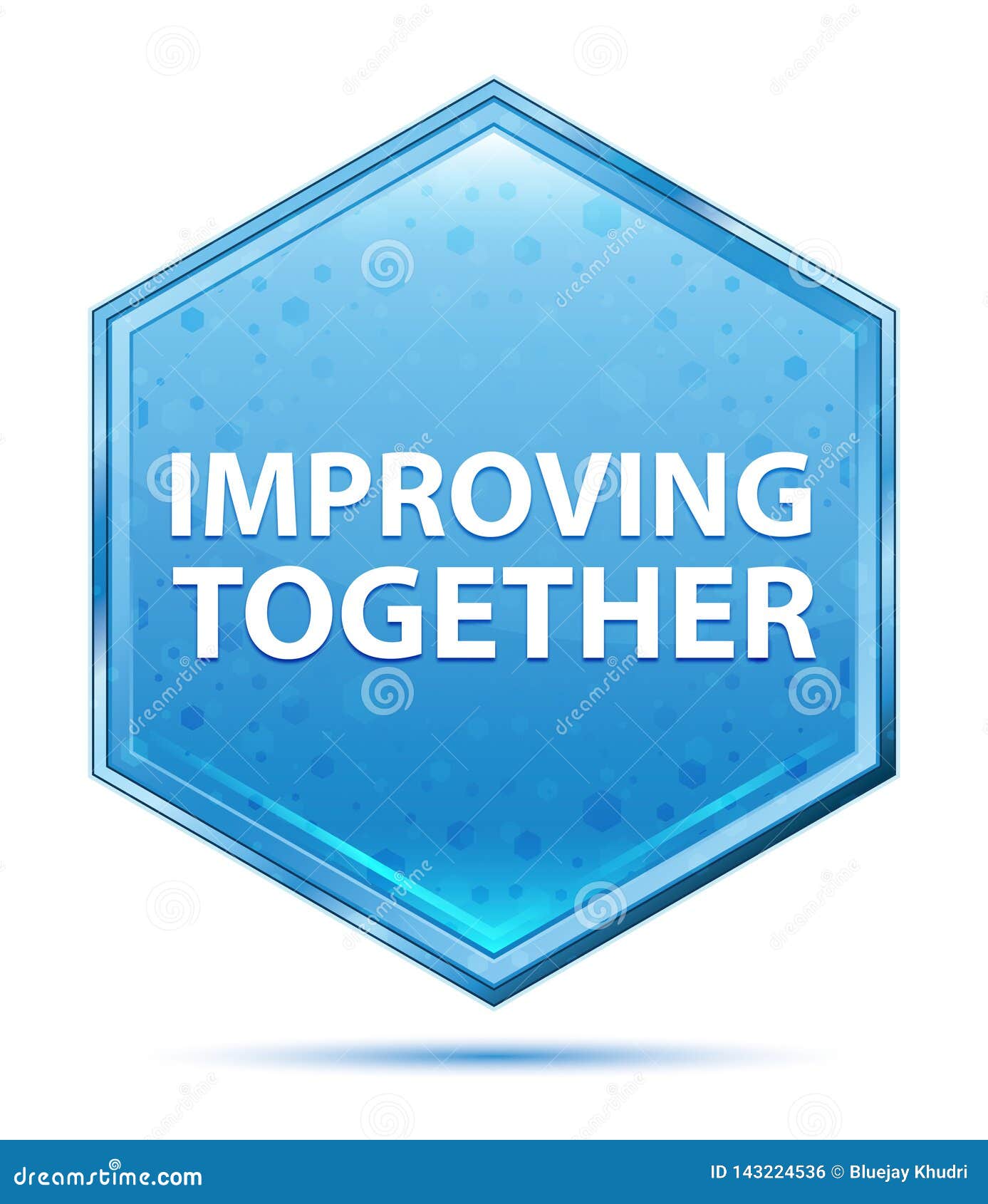 Improving Together Crystal Blue Hexagon Button Stock Illustration ...