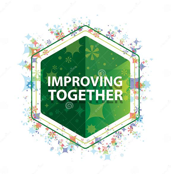 Improving Together Floral Plants Pattern Green Hexagon Button Stock ...