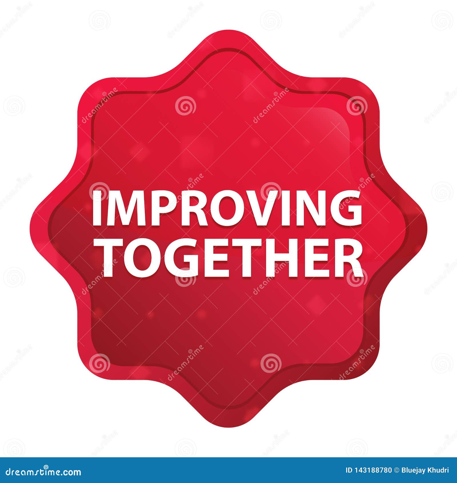 Improving Together Misty Rose Red Starburst Sticker Button Stock ...