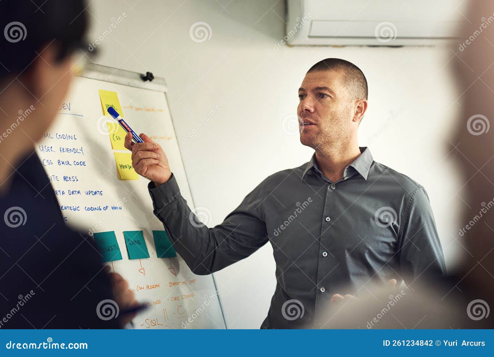 Improving the Workflow. a Man Giving a Presentation To Colleagues in an ...