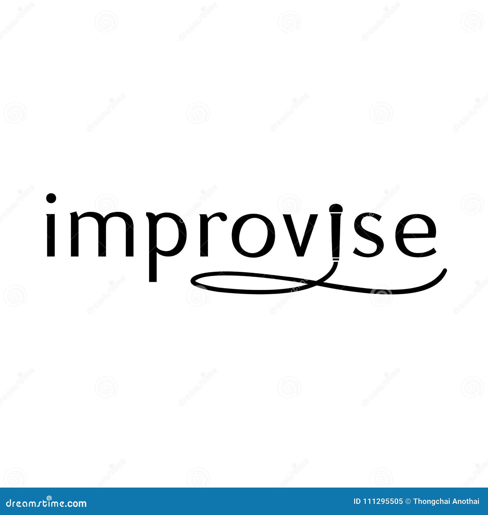 Improvise Typography with Microphone Icon Stock Vector - Illustration ...