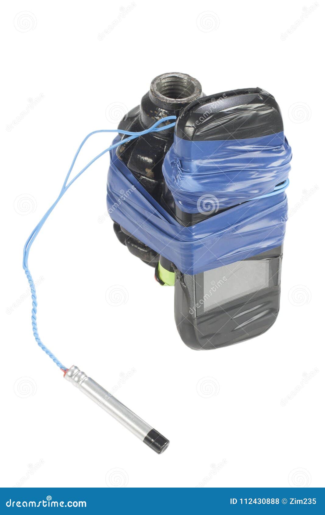 Improvised Explosive Device IED Hand Grenade with Cell Phone Isolated ...