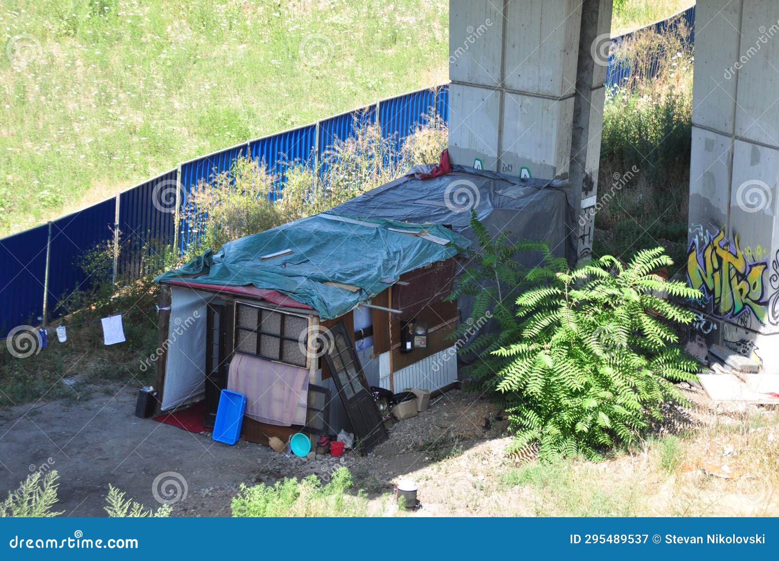Improvised House Under the Bridge for Homeless Stock Image - Image of ...