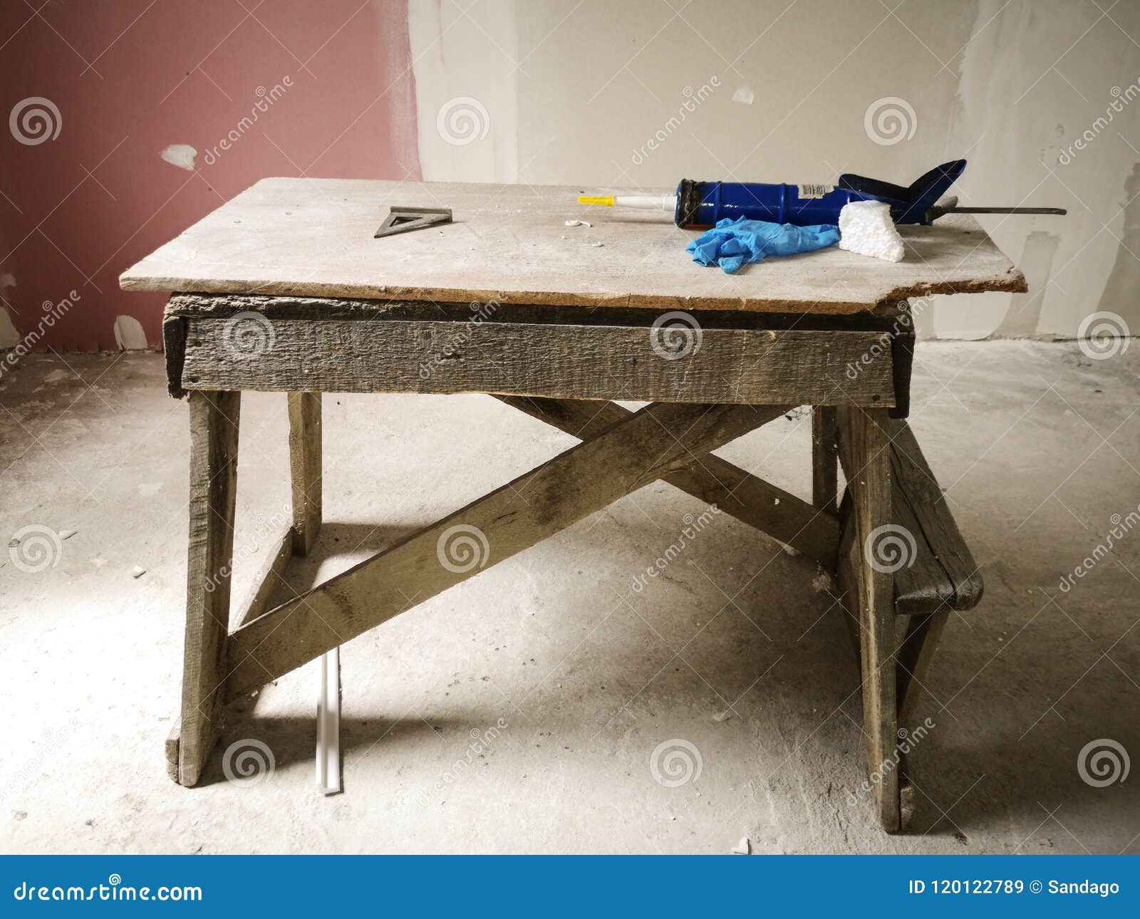 Improvised table stock image. Image of plaster, coil - 120122789