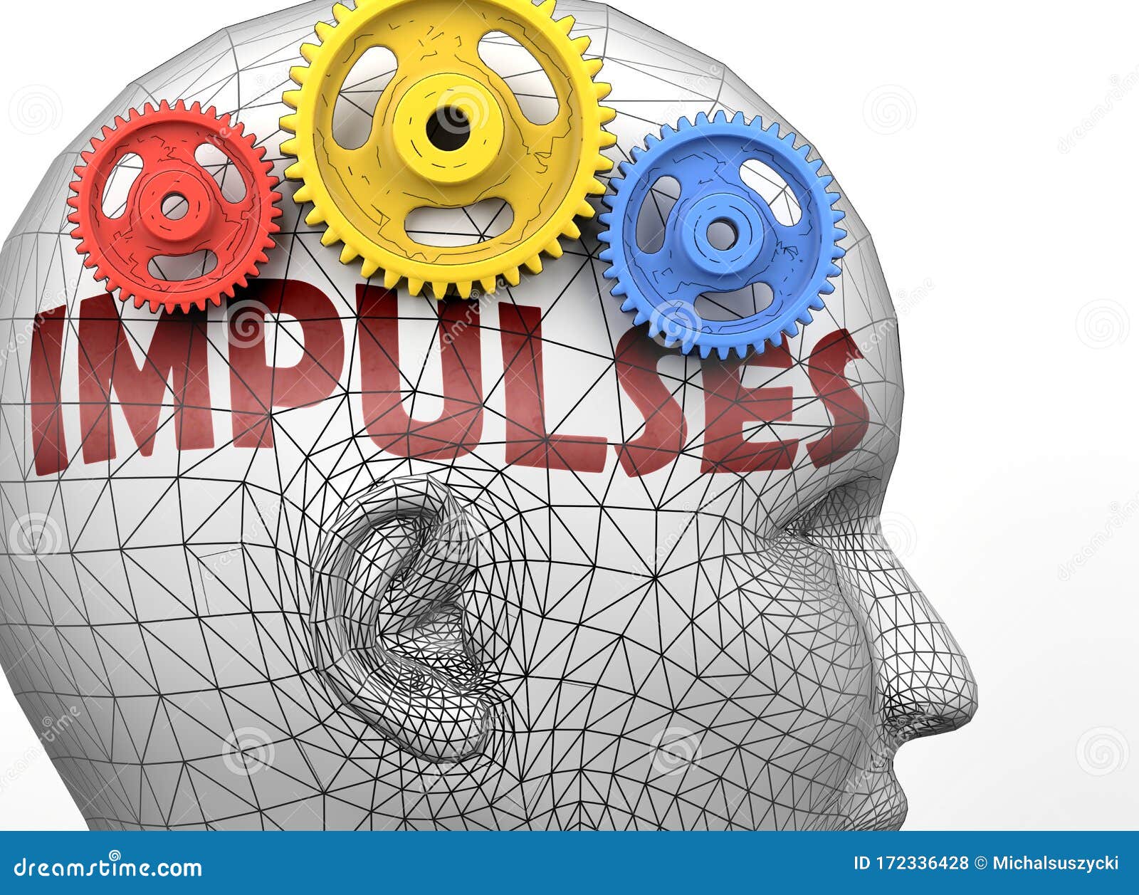 Impulses and Human Mind - Pictured As Word Impulses Inside a Head To ...