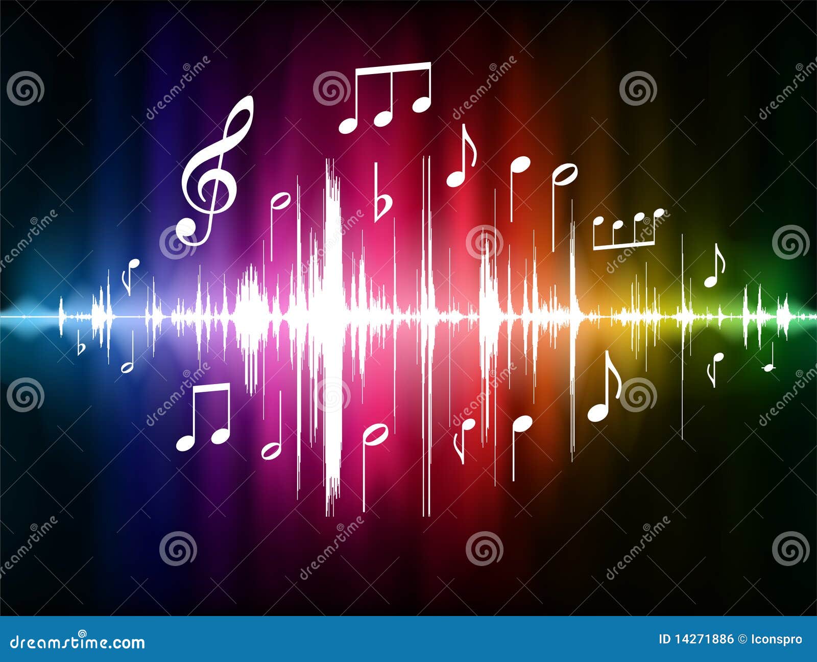 Impulso Di Spettro Di Colore Con Le Note Musicali Illustrazione di ...