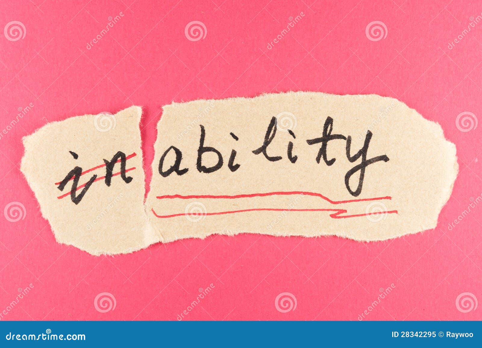 Inability to ability stock image. Image of handwriting - 28342295