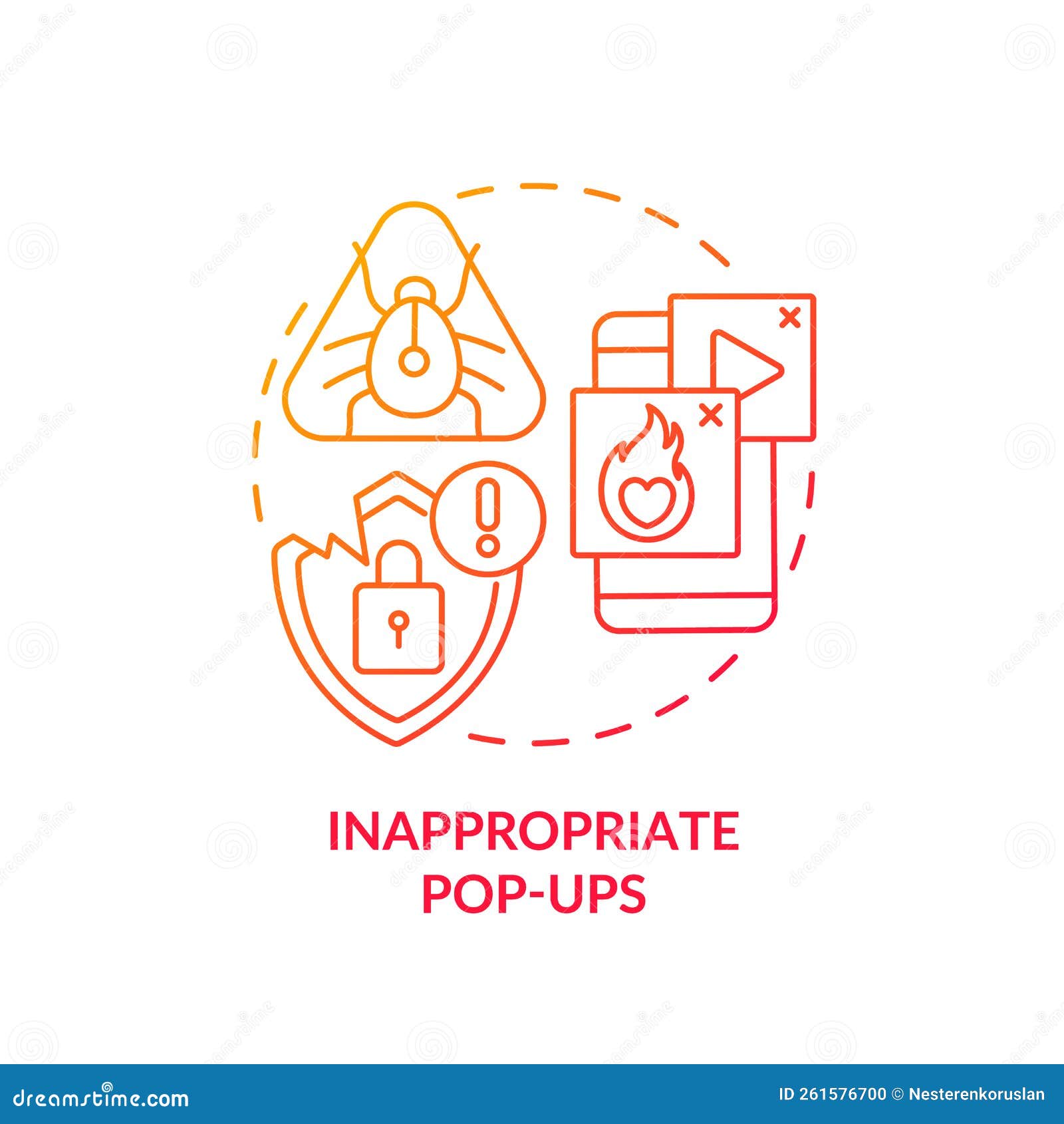 Inappropriate Pop-ups Red Gradient Concept Icon Stock Vector ...