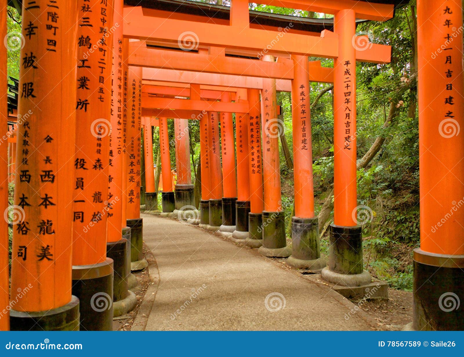 Inariyama stock image. Image of temple, torii, stairs - 78567589