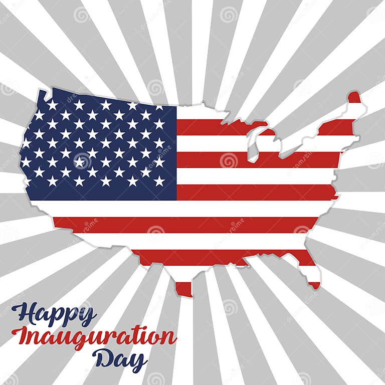 Inauguration Day with USA Map with Flag on a Rays Background Stock ...