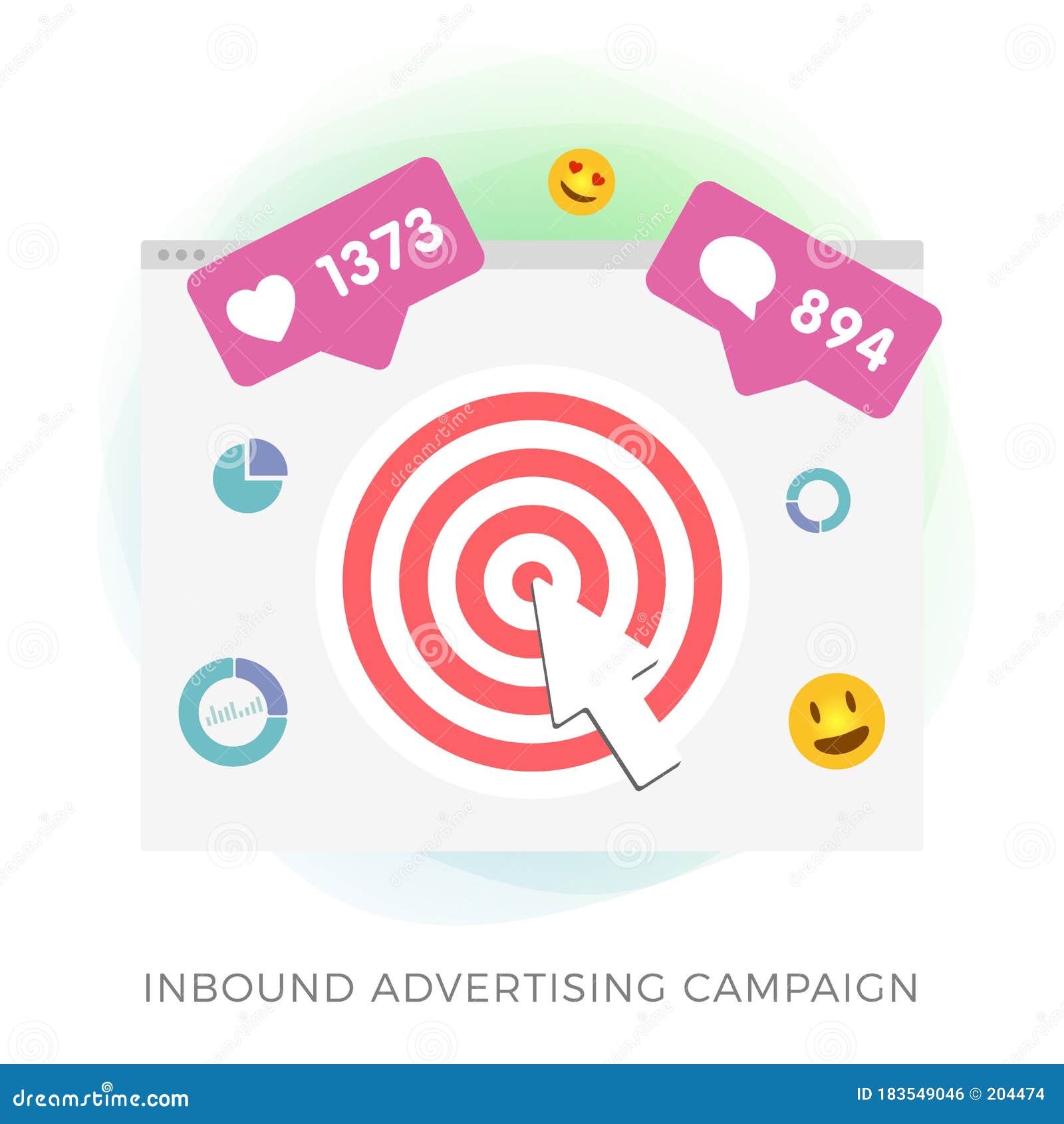 Inbound Advertising Flat Vector Icon - Programmatic Advertising Cross ...