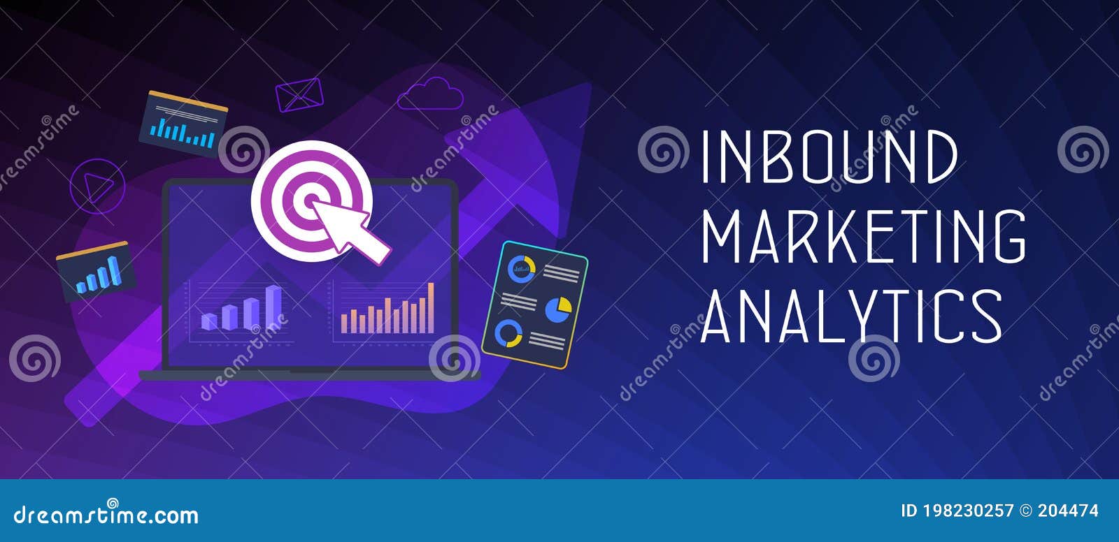 Inbound Marketing Analytics Concept. Advertisement Strategy with Target ...
