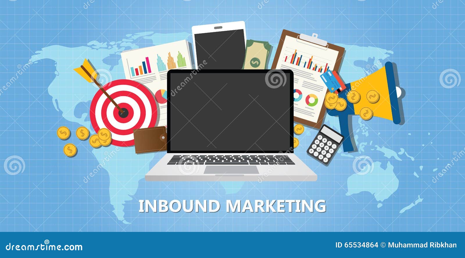 Inbound Marketing Concept with Graph Data Goals Stock Vector ...