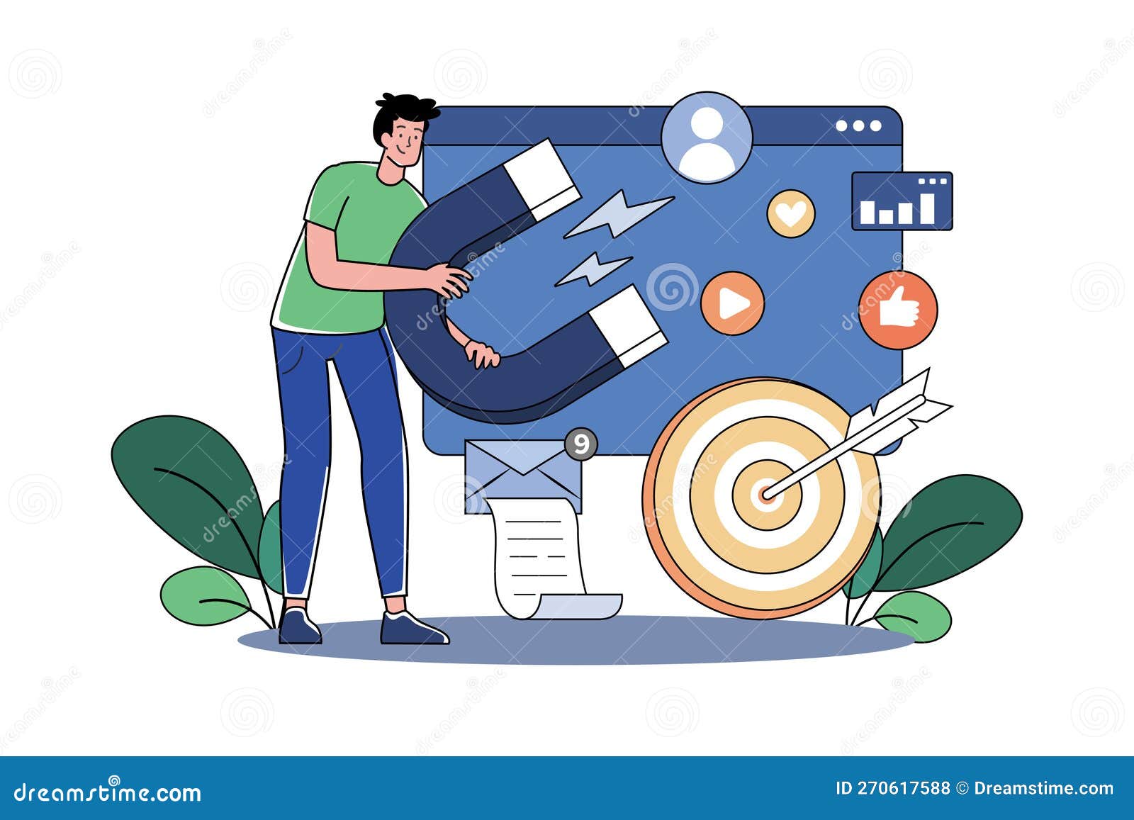 Inbound Marketing Illustration Concept on White Background Stock Vector ...