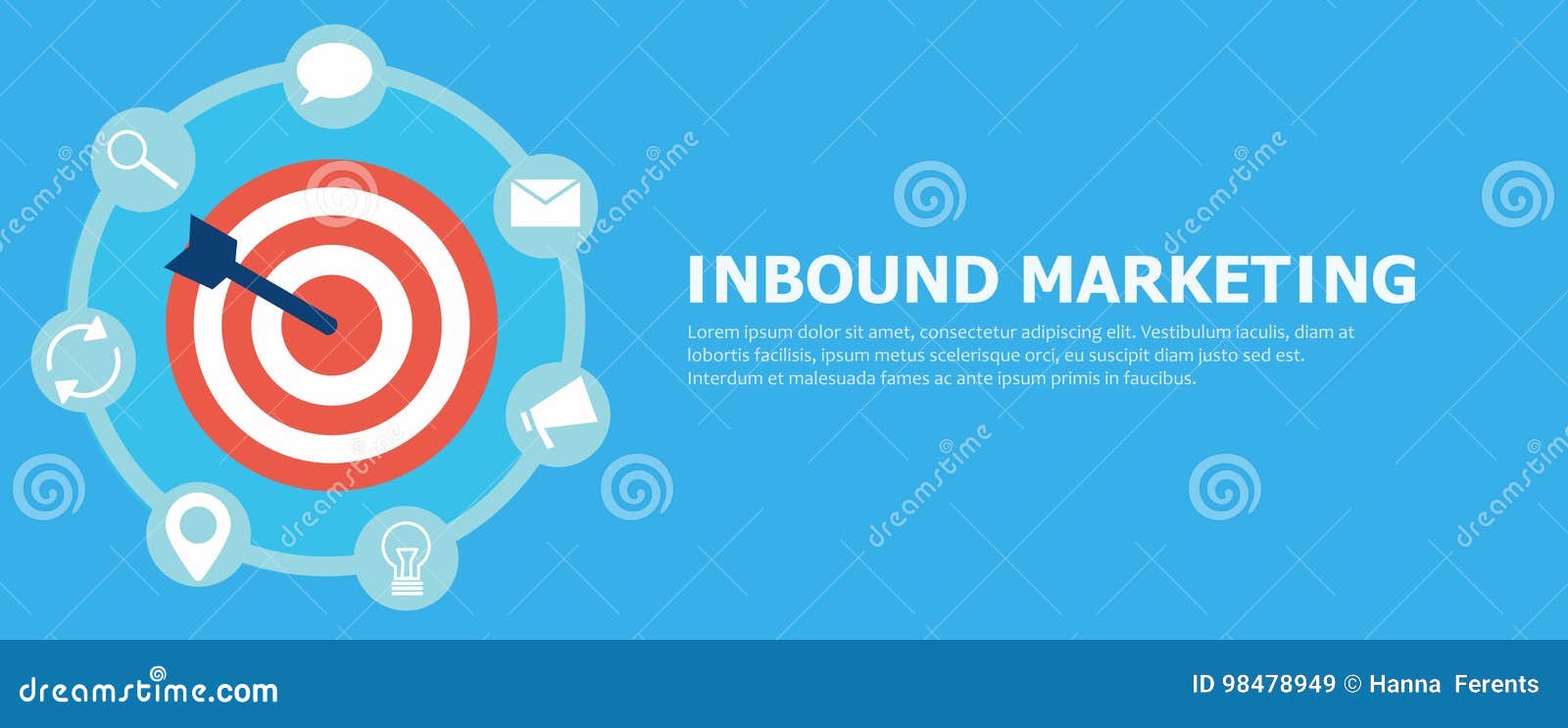 Inbound Marketing. Target with Arrow and Icons Tools Stock Vector ...