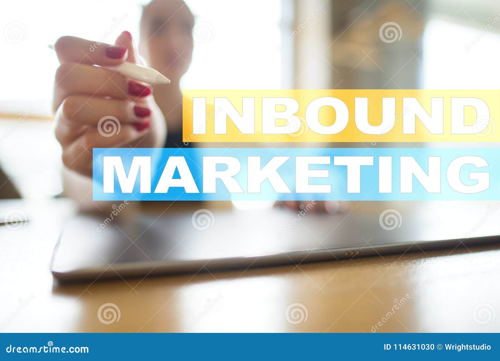 Inbound Marketing Text on Virtual Screen. Business and Technology ...