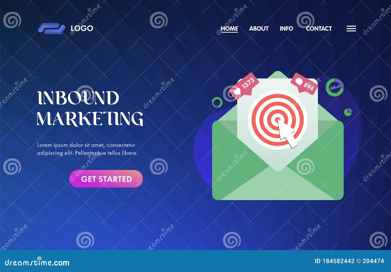 Inbound Marketing UI UX Vector Web Template for Website Header, Banner ...