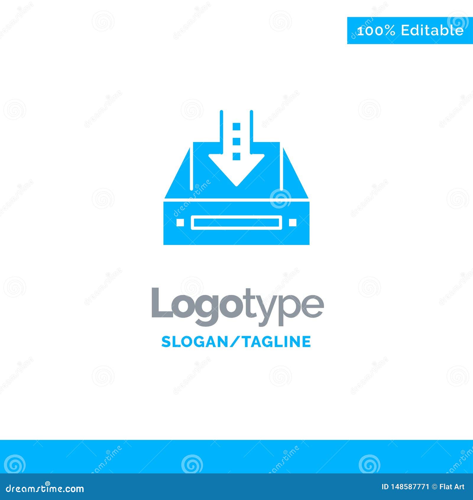 Inbox, Box, Cabinet, Document, Empty, Project, Blue Solid Logo Template ...