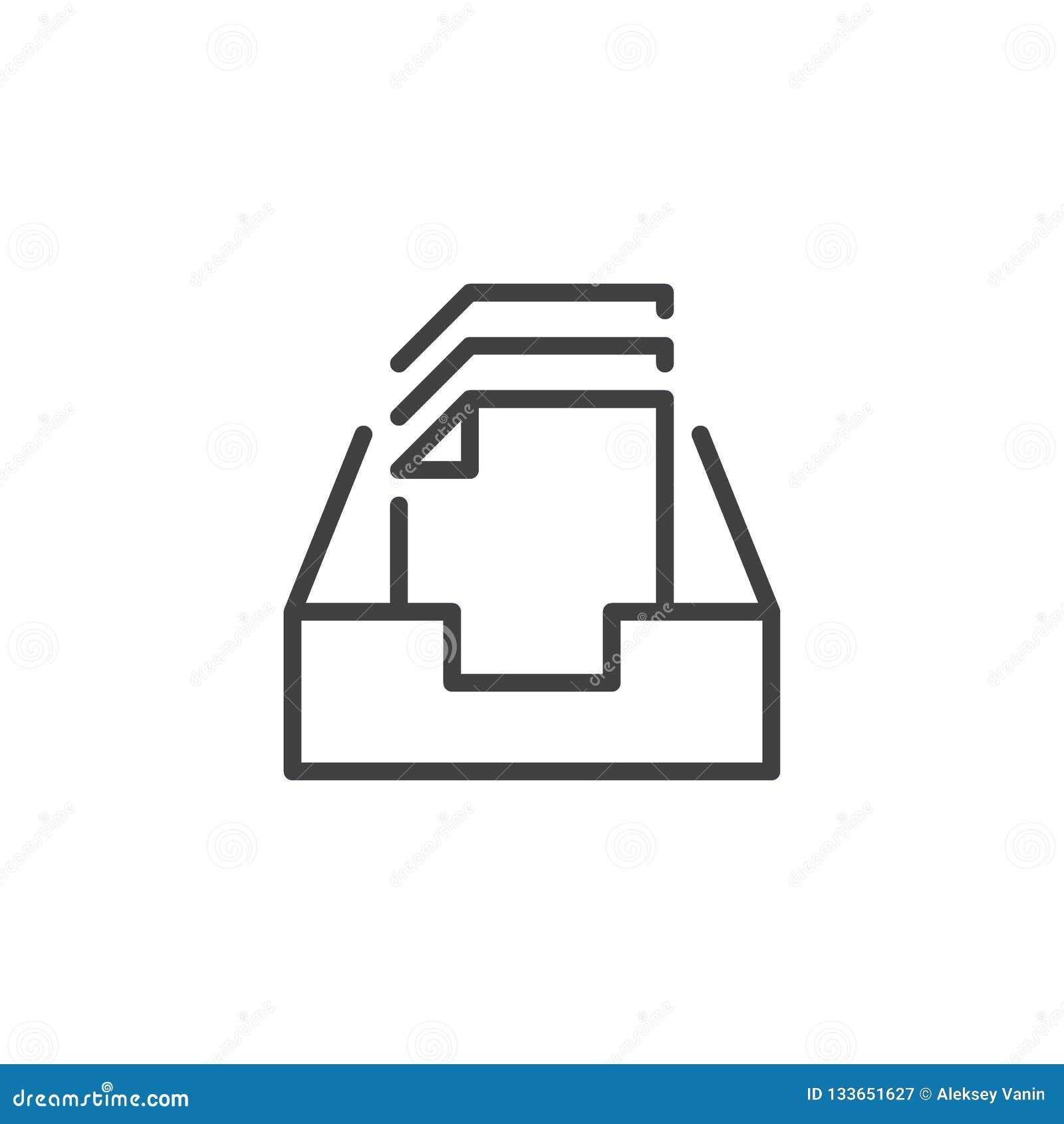 Inbox files outline icon stock vector. Illustration of archive - 133651627