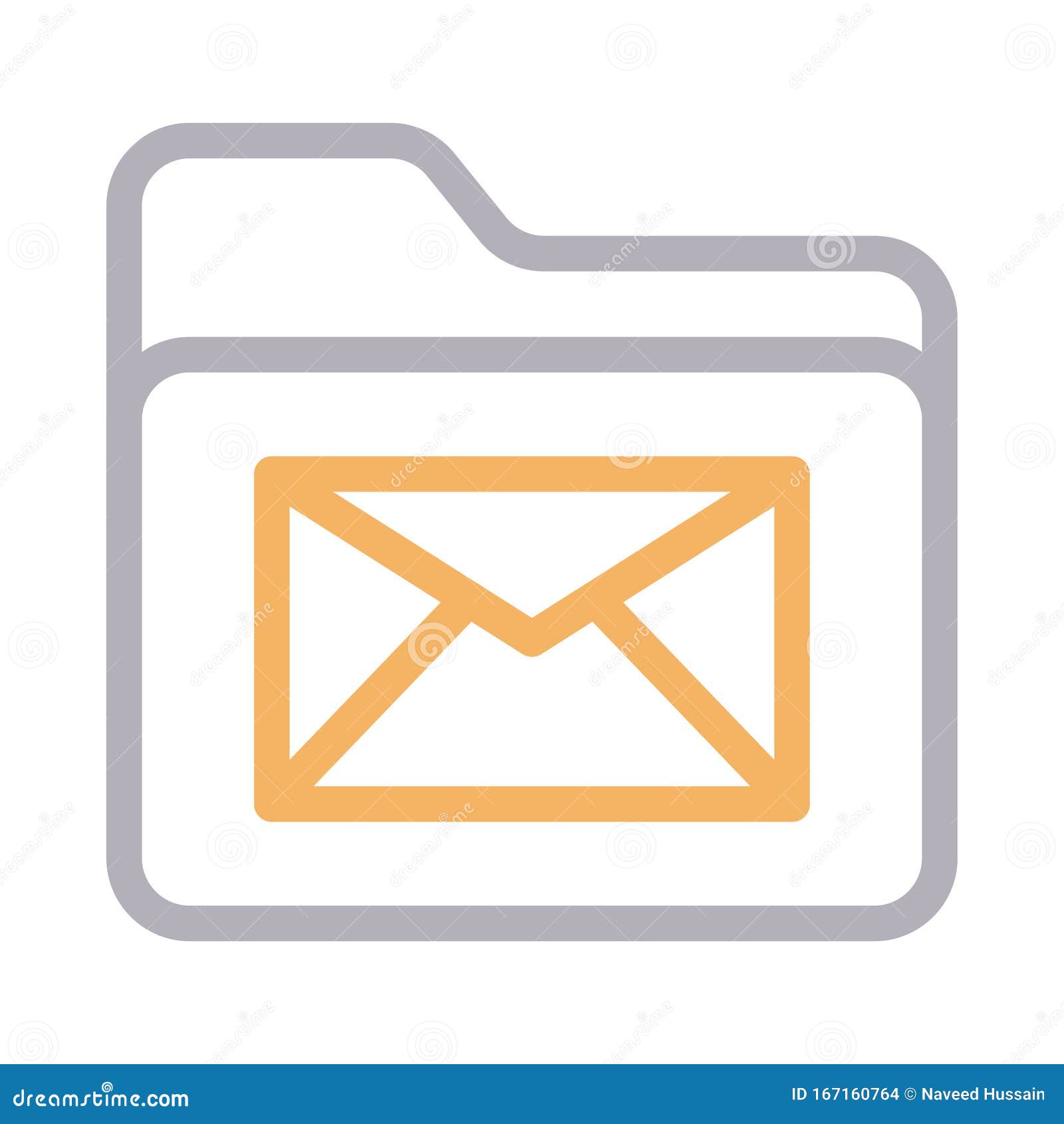 Inbox Folder Vector Color Line Icon Stock Vector - Illustration of ...