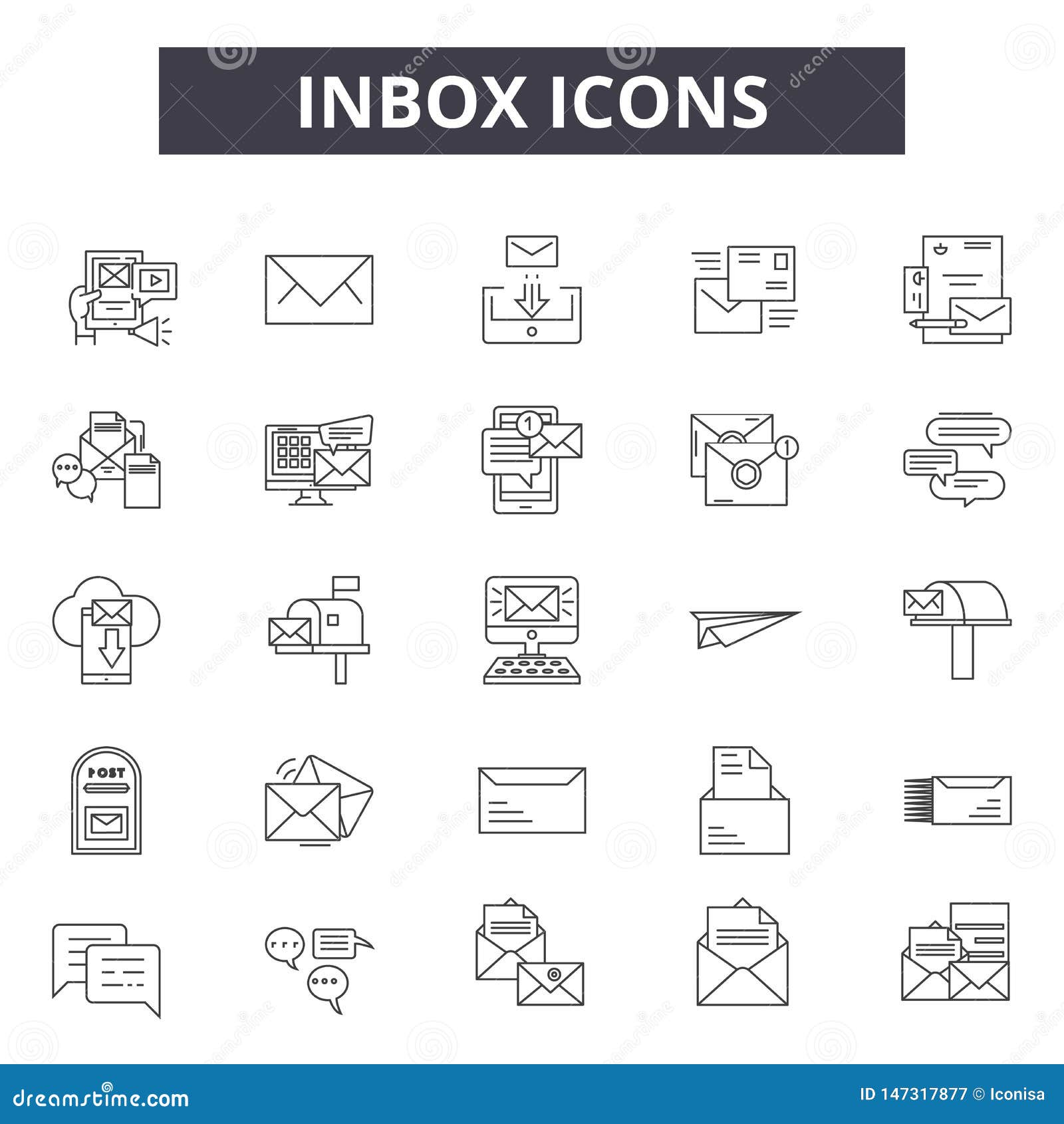 Inbox Line Icons, Signs, Vector Set, Linear Concept, Outline ...