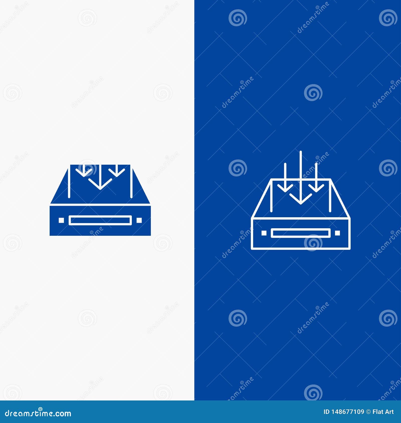 Inbox, Mail, Box, Container, Delivery, Parcel Line and Glyph Solid Icon ...