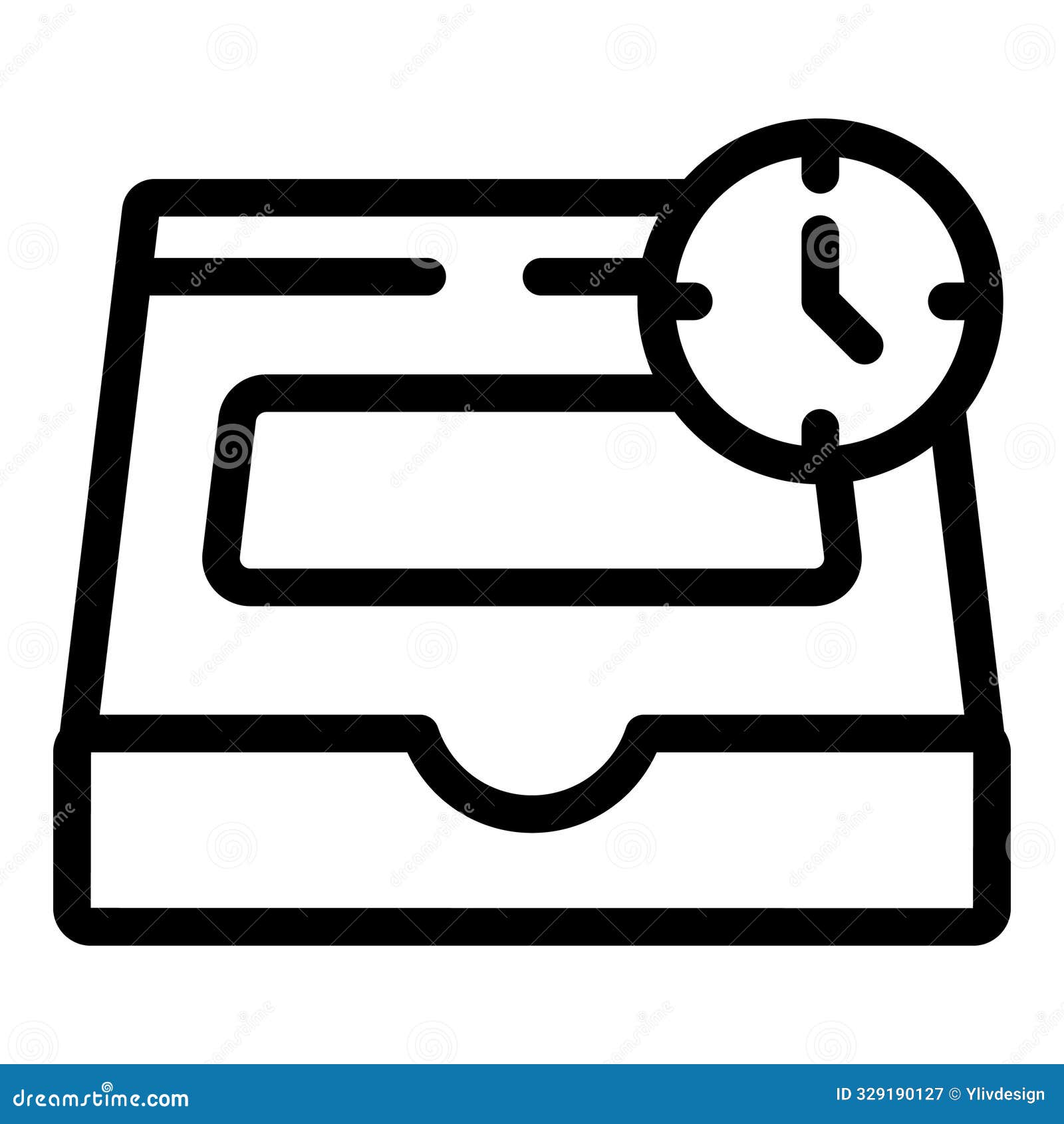 Inbox Representing Time Management with Clock Icon Stock Illustration ...