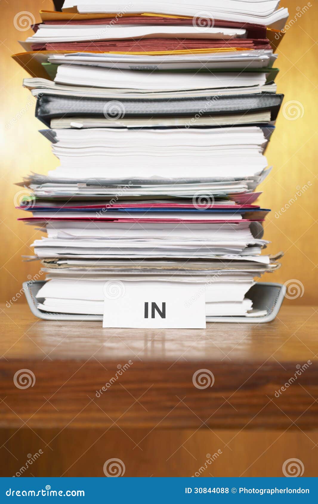 Inbox With Stack Of Paperwork On Desk Stock Photography | CartoonDealer ...