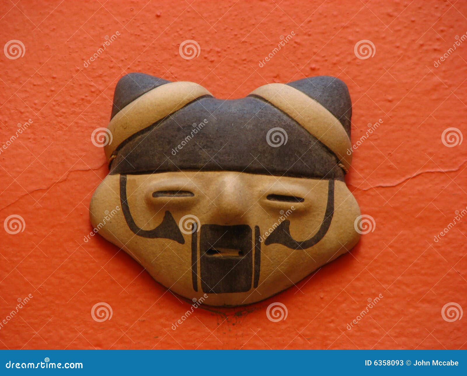 Inca cat mask stock image. Image of pottery, clay, peru - 6358093