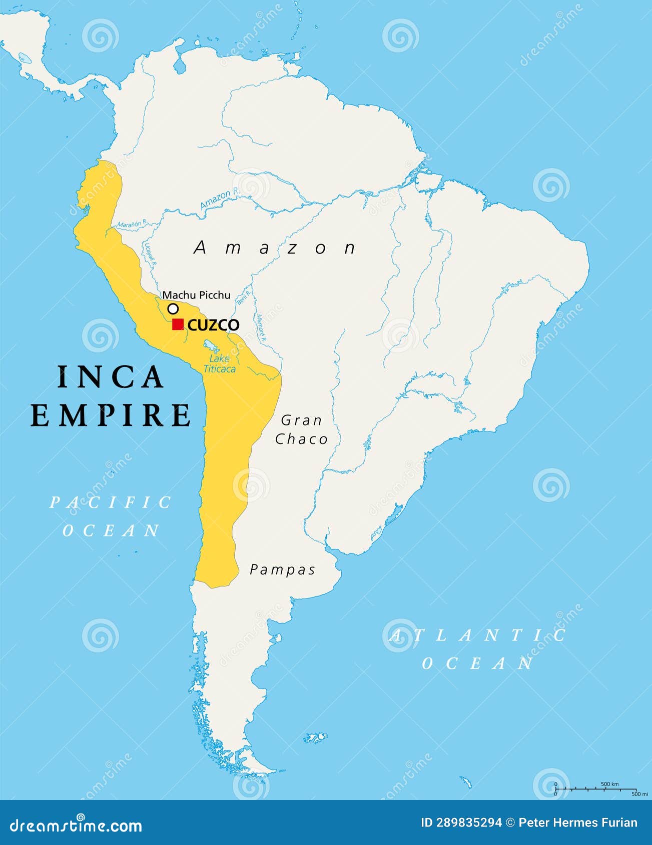 The Inca Empire at Its Greatest Extent, with Capital Cuzco, Political ...