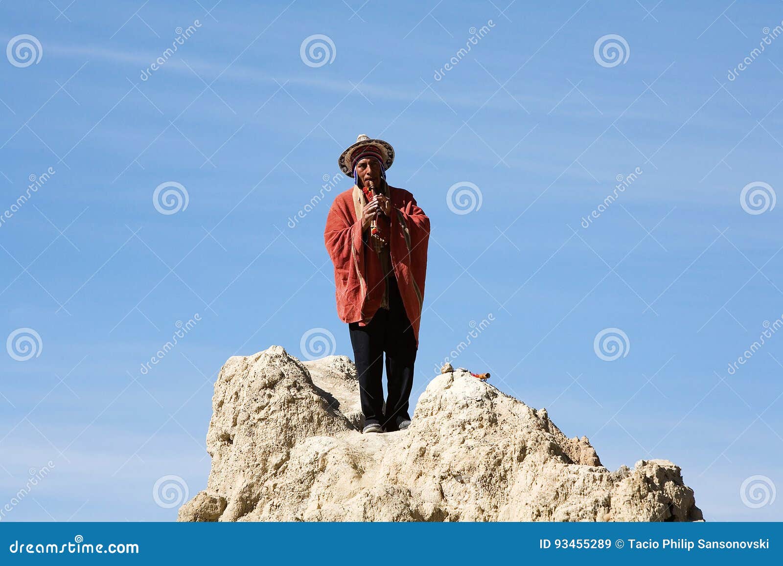 Inca man playing flute editorial stock image. Image of traditional ...