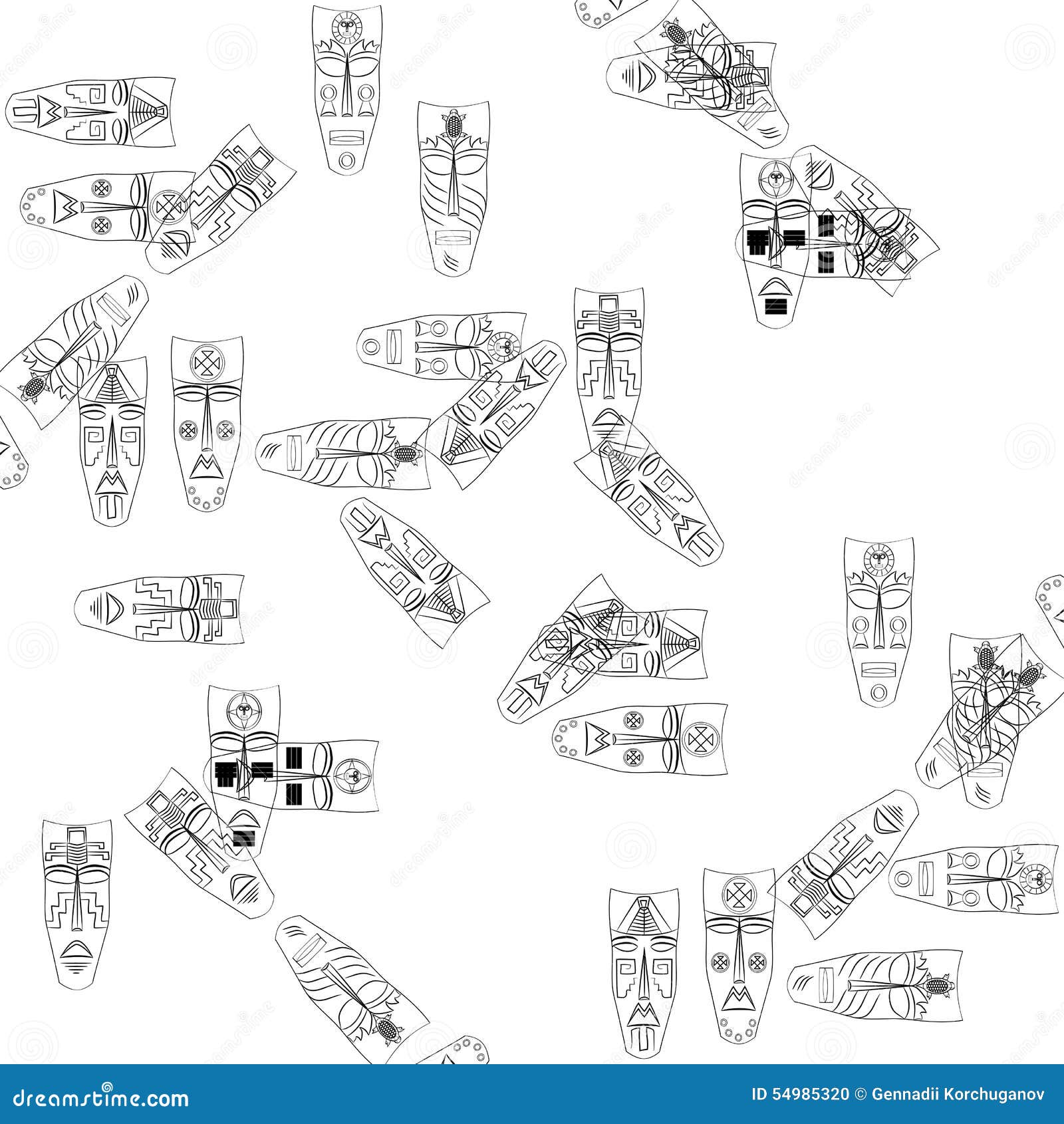 Inca Masks. Seamless Background Pattern. Vector Illustration Stock ...