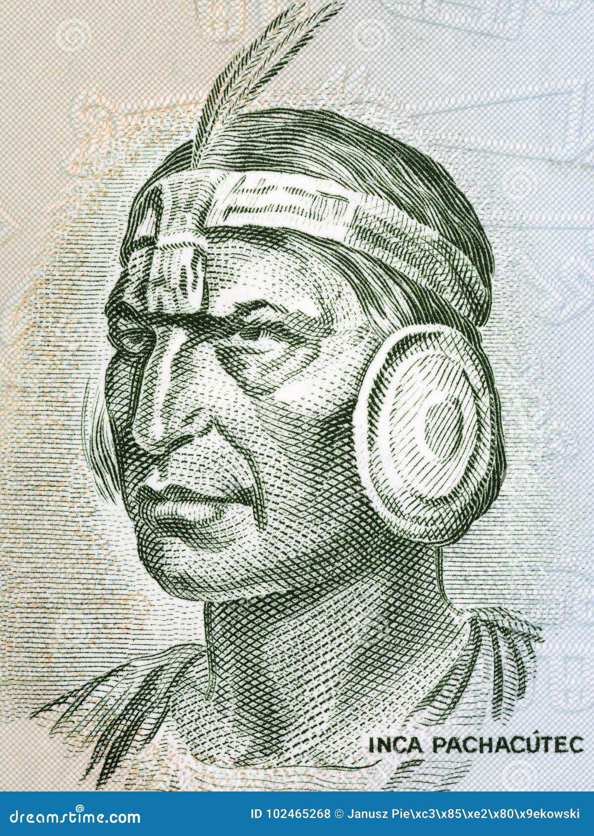 Inca Pachacutec-portret stock foto. Image of peru, peruviaans - 102465268