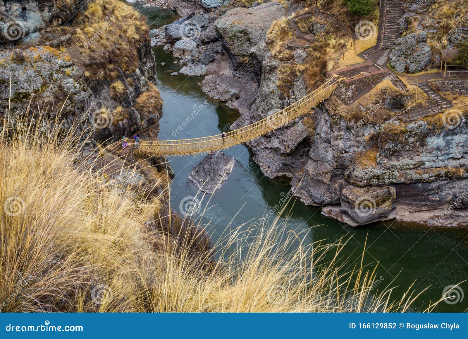 Inca Qeswachaka Bridge Made of Grass Stock Photo - Image of trekking ...