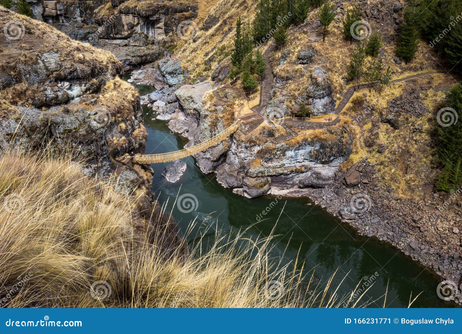 Inca Qeswachaka Bridge Made of Grass Stock Image - Image of bridge ...