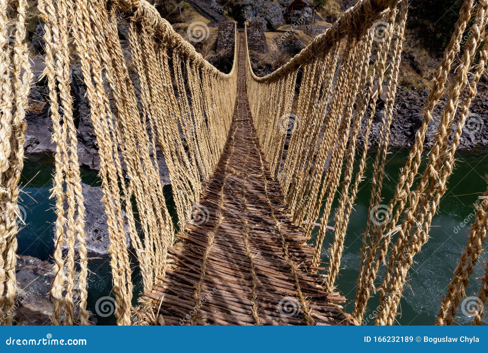 Inca Qeswachaka Bridge Made of Grass Stock Image - Image of bridge ...