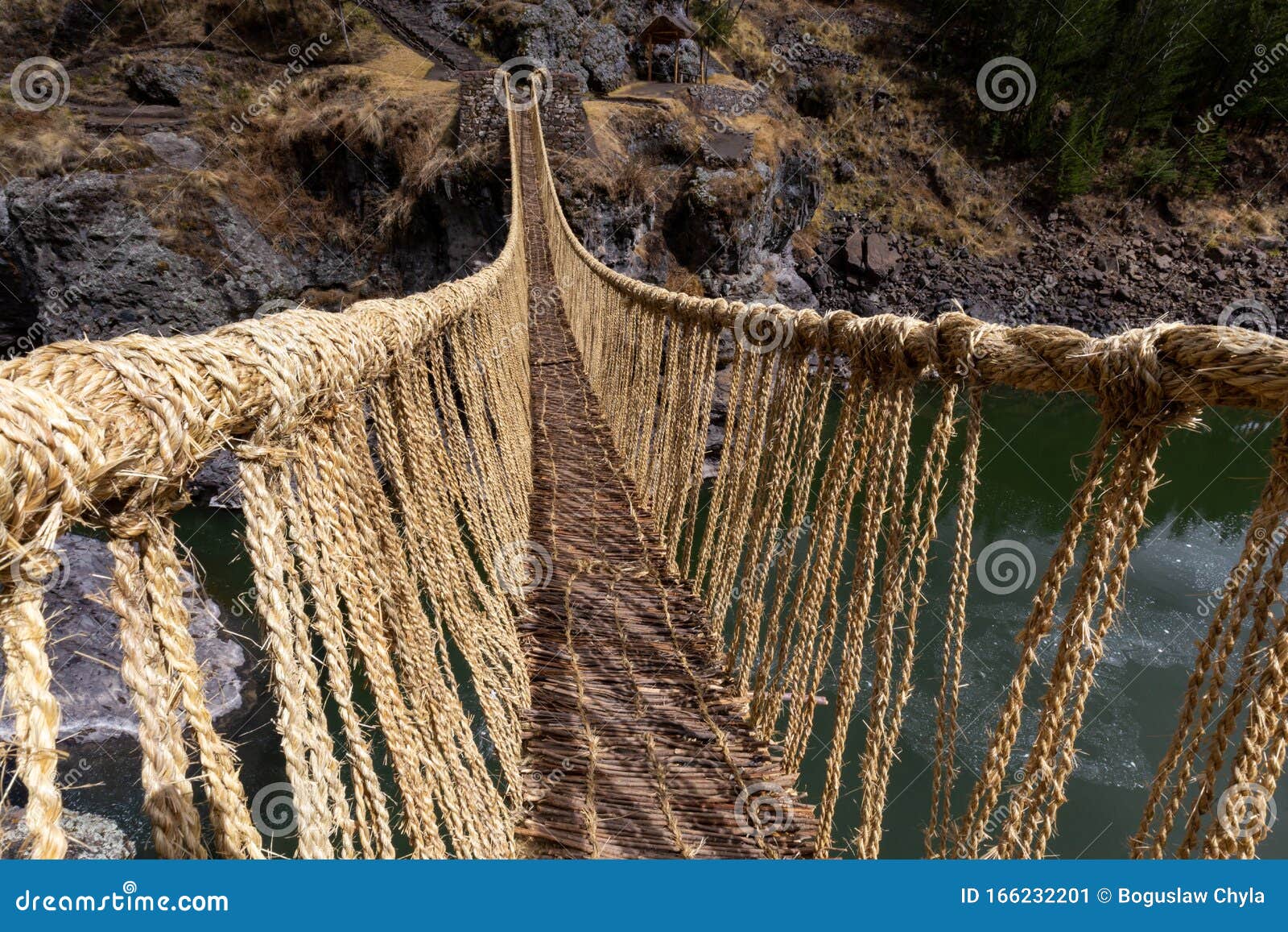Inca Qeswachaka Bridge Made of Grass Stock Image - Image of altiplano ...