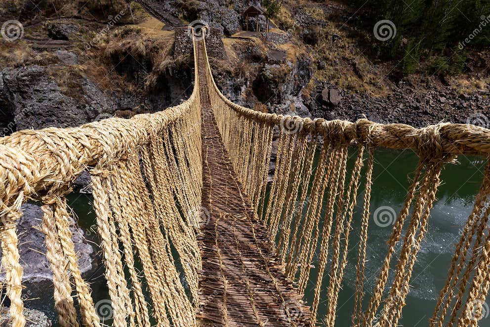 Inca Qeswachaka Bridge Made of Grass Stock Image - Image of altiplano ...