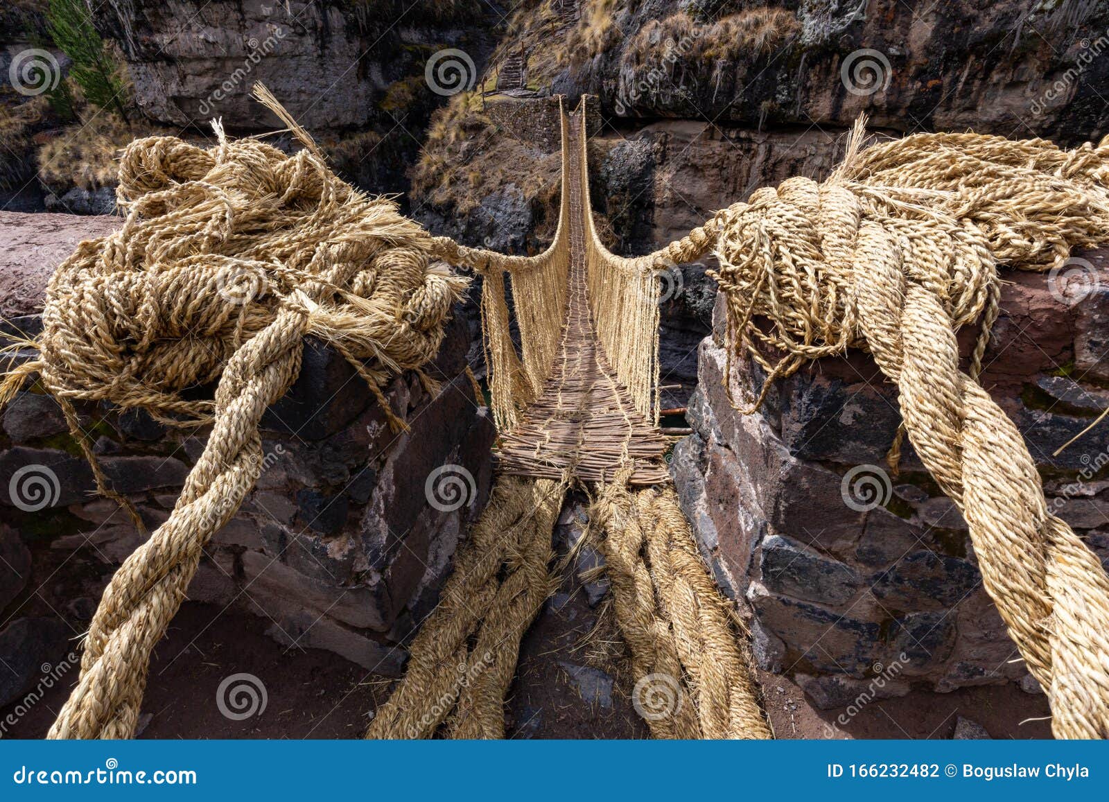 Inca Qeswachaka Bridge Made of Grass Stock Photo - Image of adventure ...